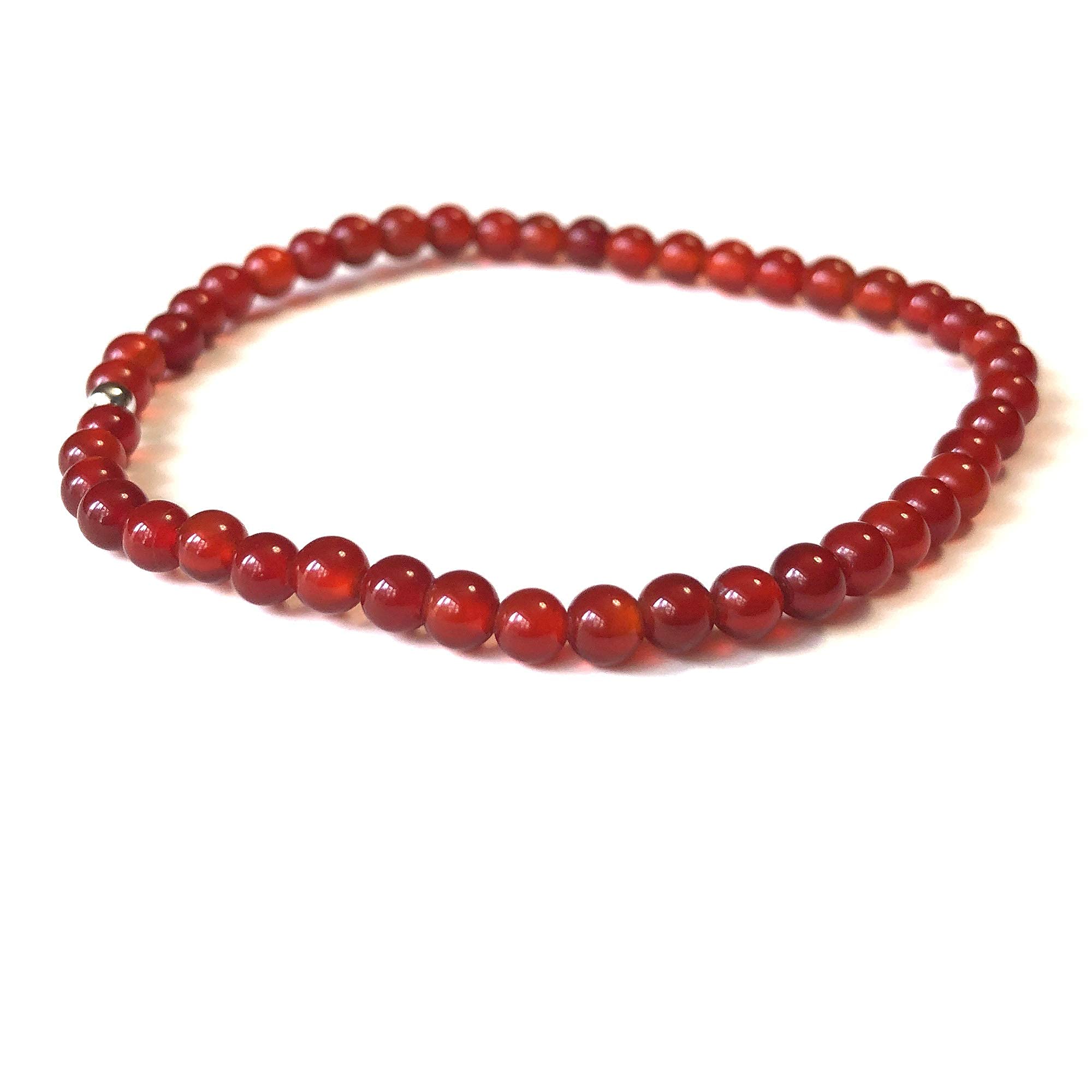 Mini Red 'Fire' Agate Gemstone 4mm Energy Bracelet - Yoga Intention Meditation