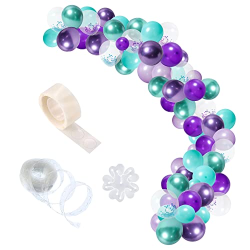 R HORSE 123Pcs Mermaid Balloon Garland Arch Garland Kit Mermaid Party Decorations Purple Blue Metallic Color Confetti Balloons Bobo Balloon Birthday Supplies for Wedding Baby Shower Party Decorations
