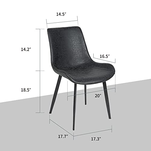 Miereirl Dining Chairs Set of 4 with PU Cushion Mid Century Modern Metel Legs for Indoor Kitchen & Dining Room Chairs Comfortable Chairs Suitable for Home Coffee Black