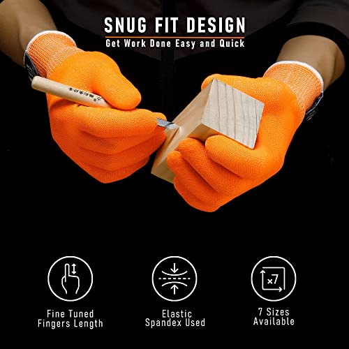 WORK FORMULA 4 pcs Cut Resistant Glove Food Grade Snug Fit for Women Men Kids Chefs Butchers (High Visible, Medium (Pack of 4))