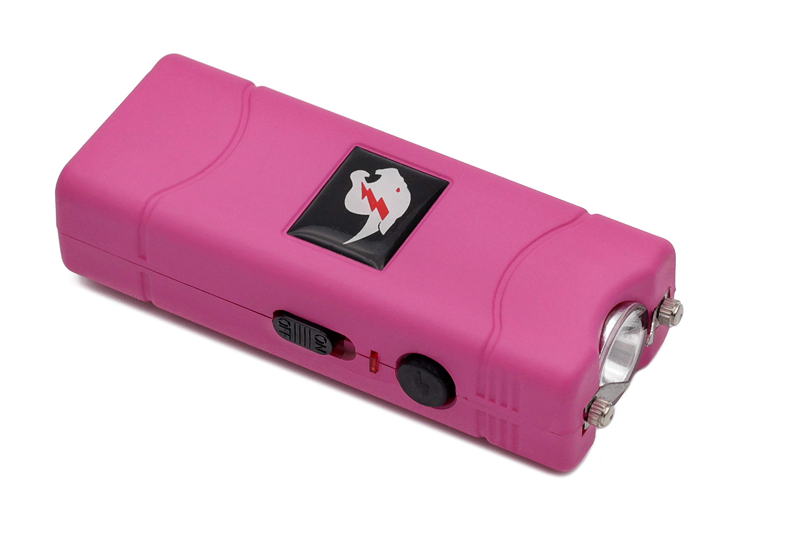 Mini Stun Gun Pepper Spray Combo for Self Defense - Extremely Powerful Stun Gun with Flashlight 1/2 Ounce Police Grade Max Strength 10% Pepper Stream w/ Pouch (Pink Bling)