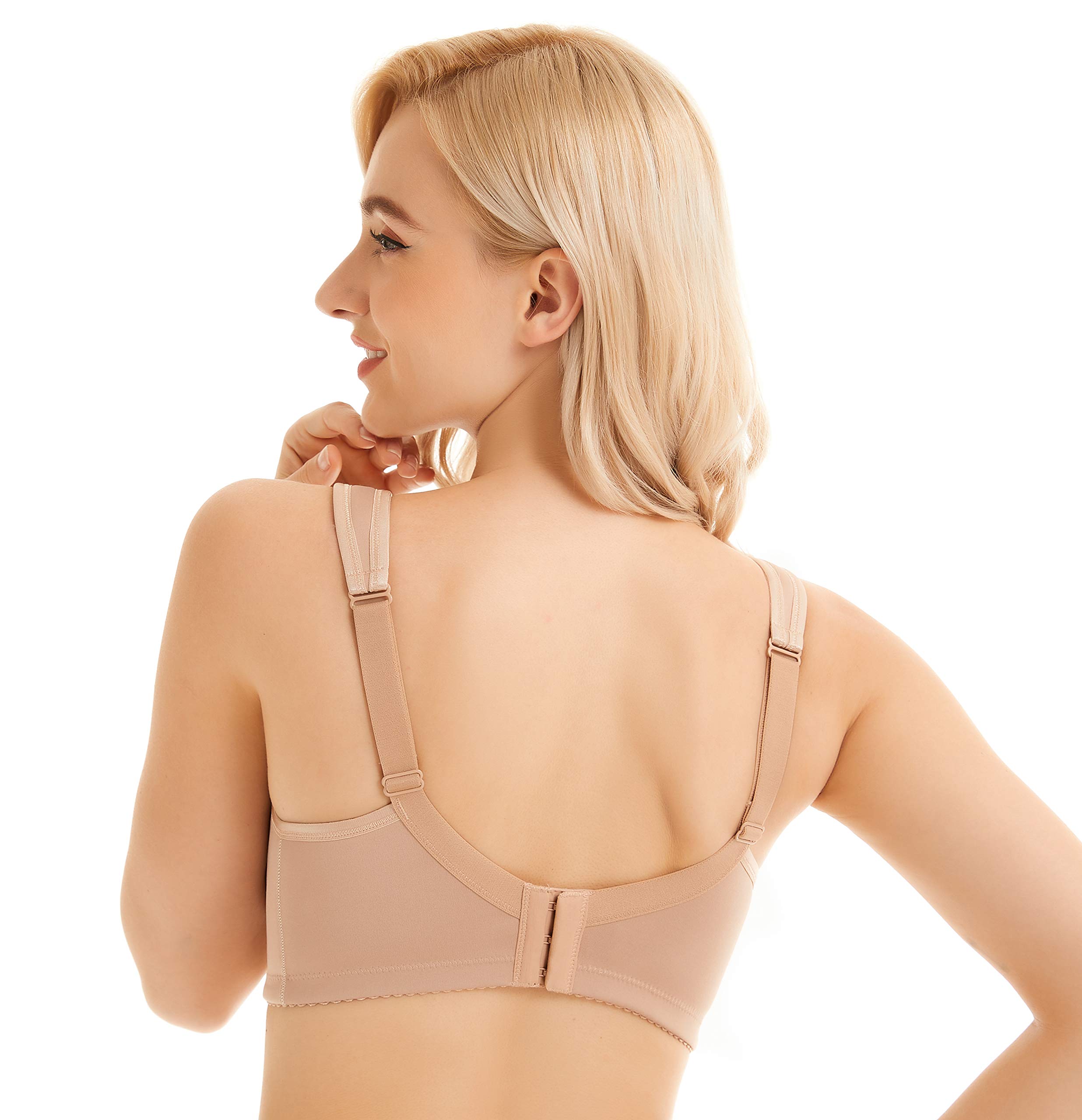 Mastectomy Bra invisible pockets for breast forms flower embroidery Pocket Bra 218 (Beige, 36B)