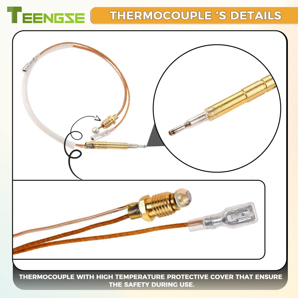 TEENGSE Fire Pit Control Safety Valve, Heater Safety Kit Replacement Parts with Thermocouple and Dump Switch for Room Space Heater Outdoor Patio Heater, Barbecue Grills, Fire Pits, Fireplaces