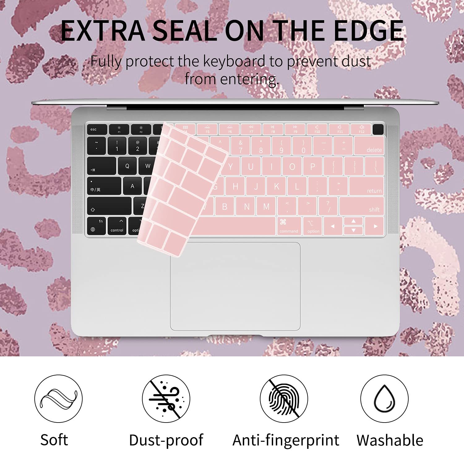 Seorsok Compatible with MacBook Air 13 Inch Model A1932 A2179 M1 A2337 Touch ID Release 2020 2019 2018 Plastic Hard Shell Case Protective Cover with 2 Pieces Pink Keyboard Cover Leopard Print