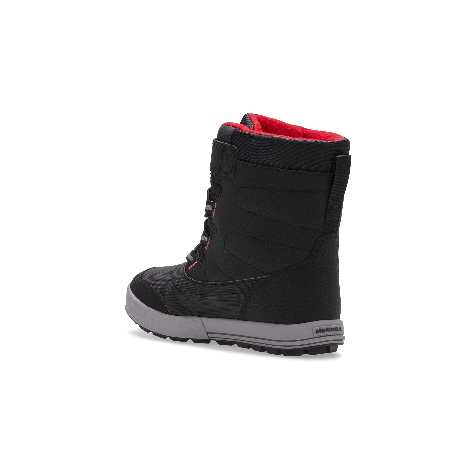 Merrell Snow Storm WTRPF Boot, Black/Grey/RED, 4 US Unisex Big Kid
