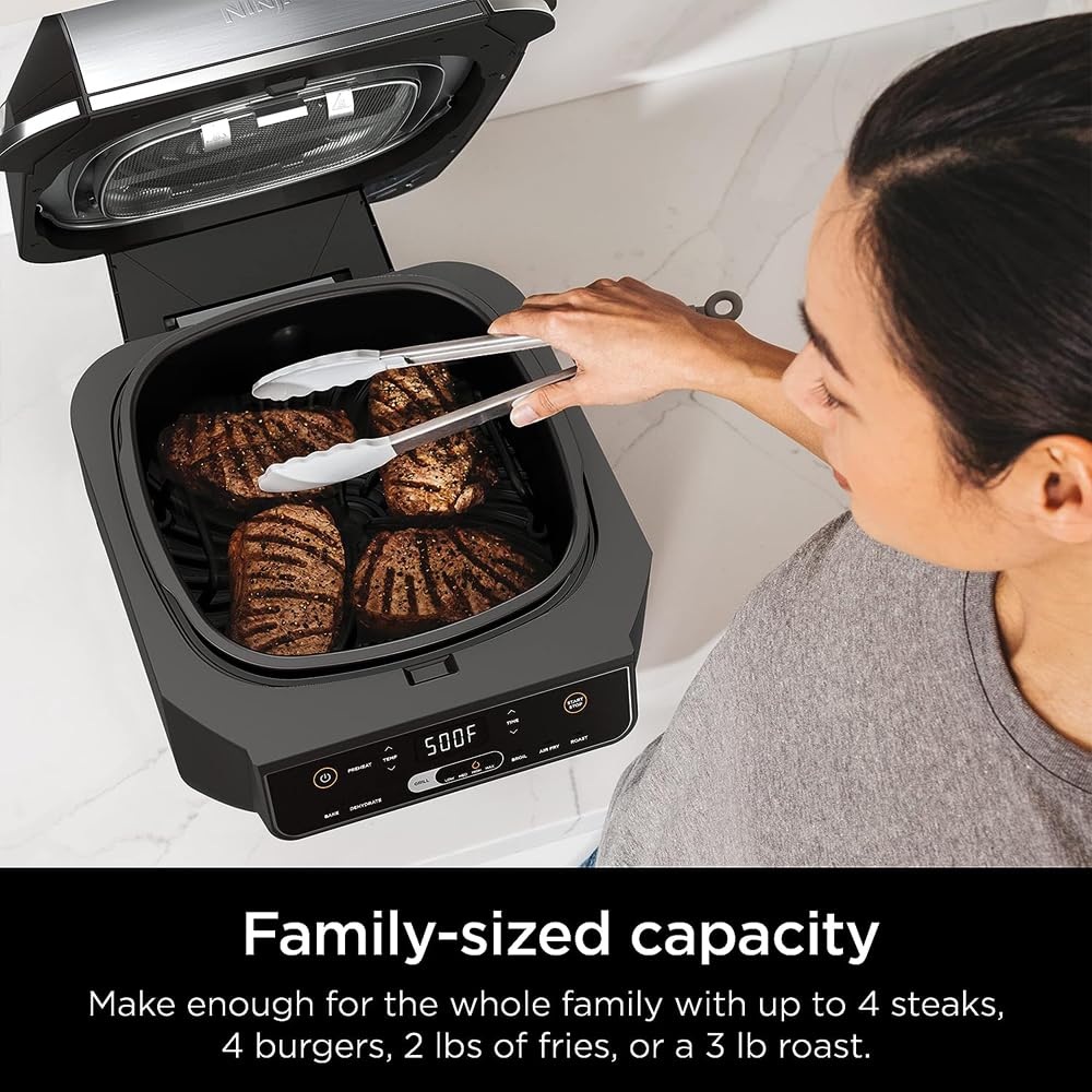 Ninja EG201 Foodi 6-in-1 Indoor Grill and 4-Quart Air Fryer (Renewed)