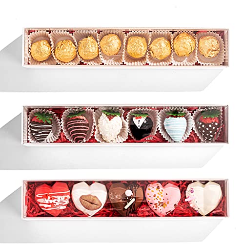 SLShePack 20Pack 12x2¼x2 Inches Clear Chocolate Covered Strawberries Boxes for 6, Macaron boxes for 12, Truffle Boxes Cocoa Bombs Cookies boxes