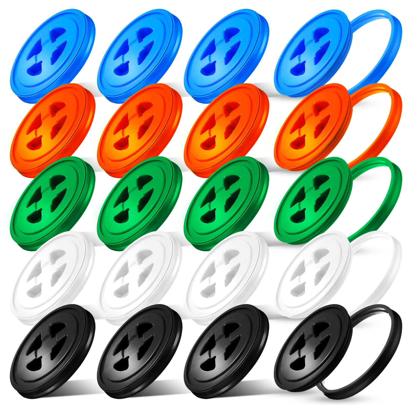 Tessco 20 Pieces 5 Gallon Bucket Lids Plastic Leak Proof Bucket Twist Lid 5 Gal Food Bucket Lids Seal Screw On Lid Set Compatible with Gamma for 5 Gal Grain Pet Food Storage Buckets (Assorted Color)