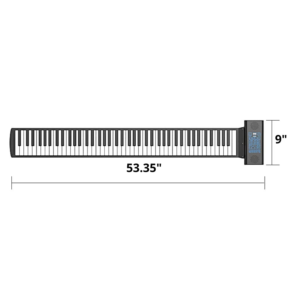 Portable 88 Keys Roll Up Piano with MIDI Output and Built-In Speaker, Flexible Digital Electronic Keyboard - Record and Play Feature, 128 Tones & Rhythms, 14 Demo Songs and Tutorial Function