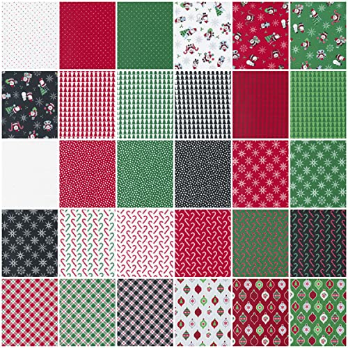 Moda Fabrics Candy Cane Lane Charm Pack by April Rosenthal of Prairie Grass Patterns; 42-5'' Precut Fabric Quilt Squares, Assorted