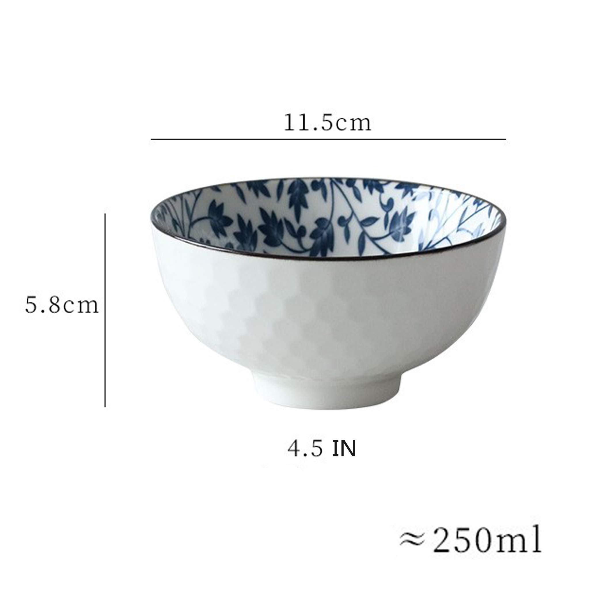 Set of 4 Porcelain Japanese Bowls W Gift Box for Ramen Noodle Udon Noodle Rice Vietnamese Soup Cereal Pho Popcorn Oatmeal (Traditional Blue and White)
