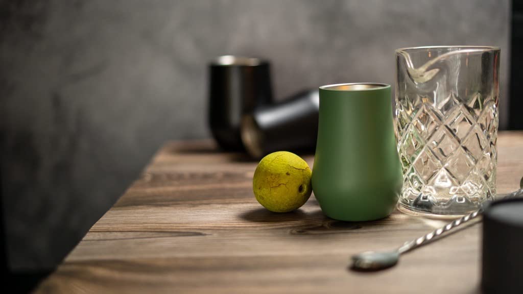 Snute Double-wall Stainless Steel Whiskey Glasses - Stemless Nosing Glass - Gift for Whiskey Lover (Olive)