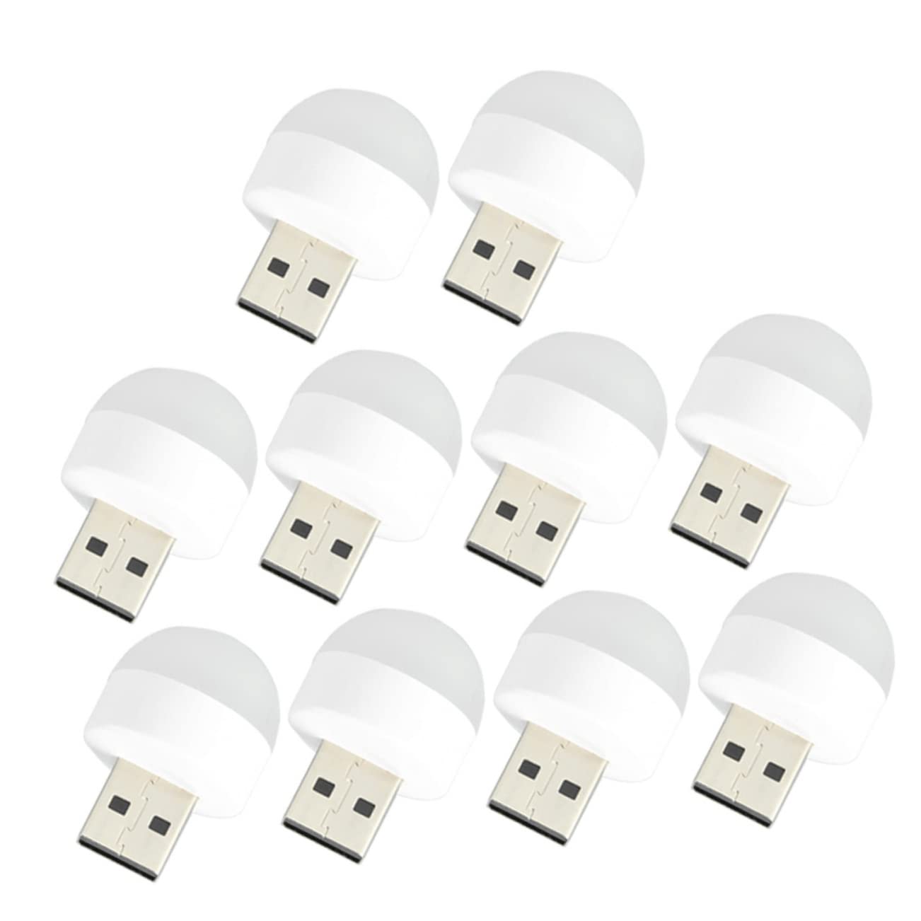 OFFSCH 10pcs Led Night Light Friday Night Lights Mini USB Night Lights Led Bulb Lights for Bedroom USB Night Lamp Toilet Night Light Wall White Portable Ambient Light Travel Pp Material