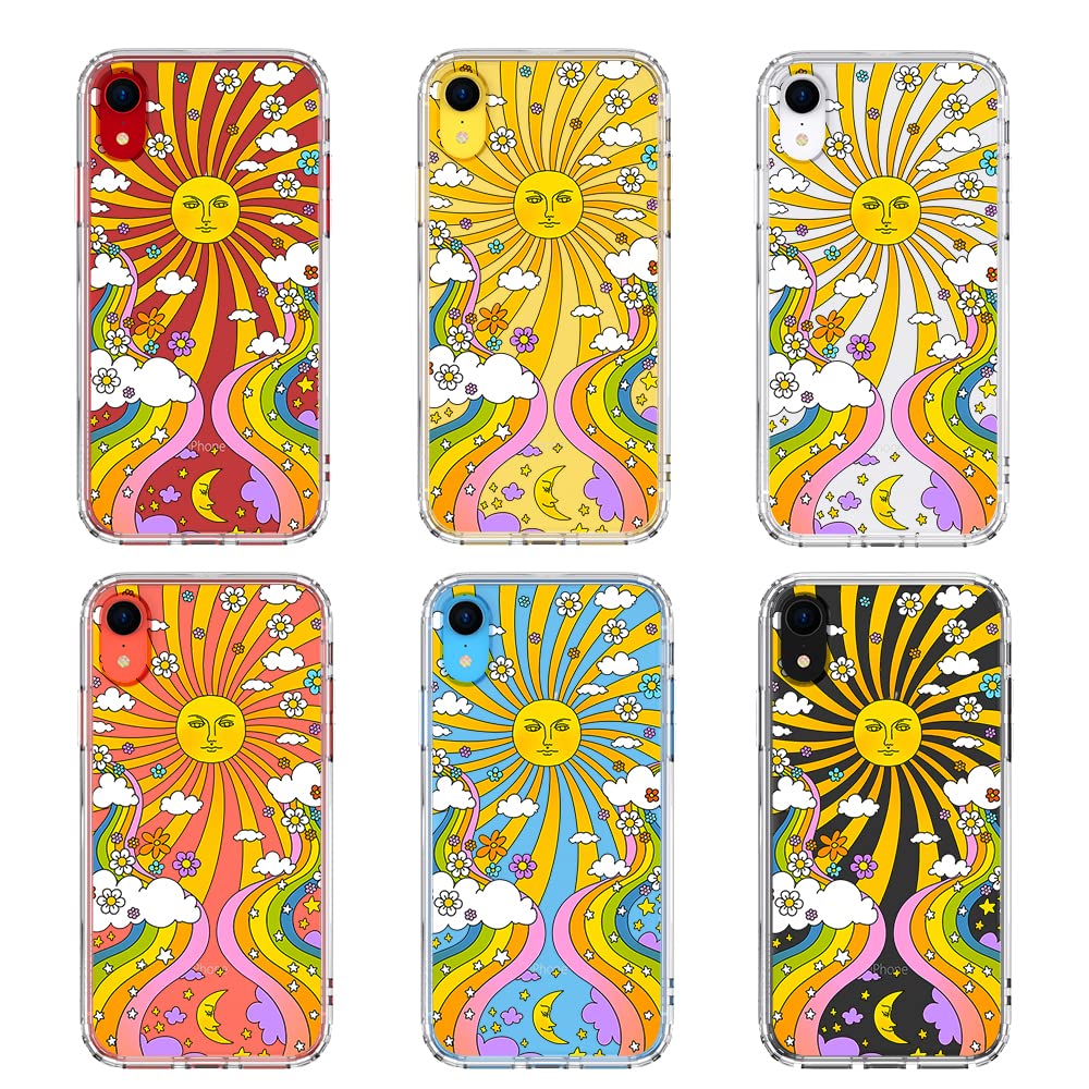 MOSNOVO Compatible for iPhone XR Case, Clear Cloud Pattern Print Design Girl Women with Transparent TPU Bumper Protective Hard Back Case Cover for iPhone XR