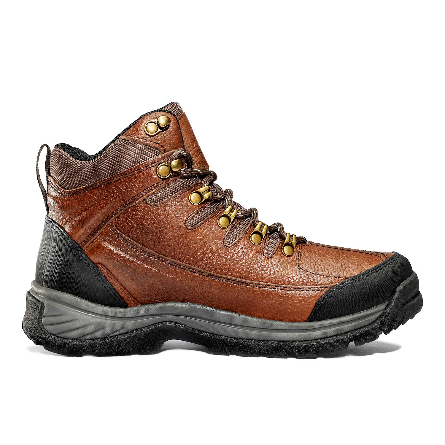 NORTIV 8 Mens Leather Waterproof Hiking Boots Mid Ankle Trekking Mountaineering Outdoor Boots Brown/Litchi, Size 9.5 M US Hiker