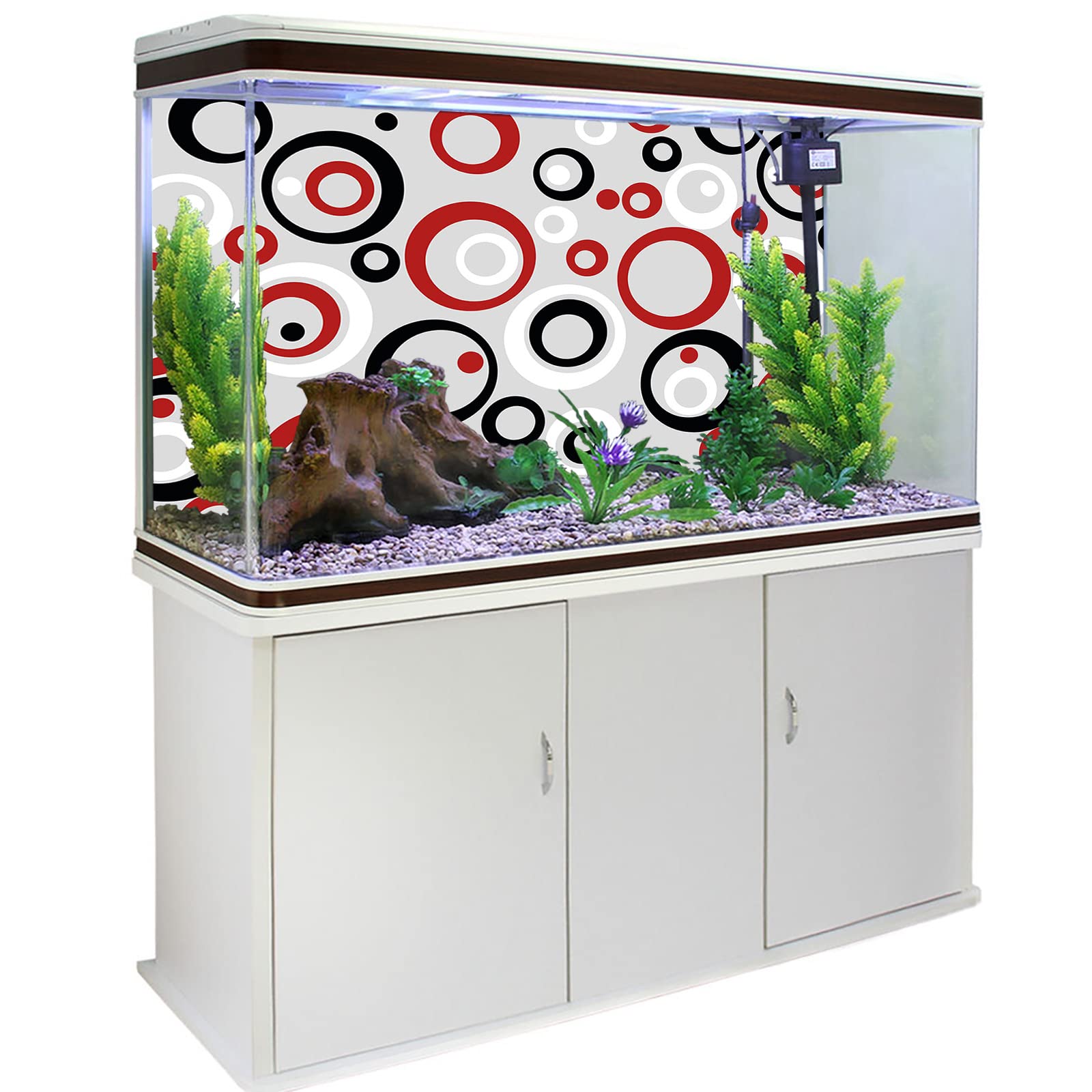 Modern Art Aquarium Background Poster Fish Tank Background for Fish Tank Backgrounds Wallpaper Decoration 16.4x24.4 inch Geometric Circle Black Red and White Texture