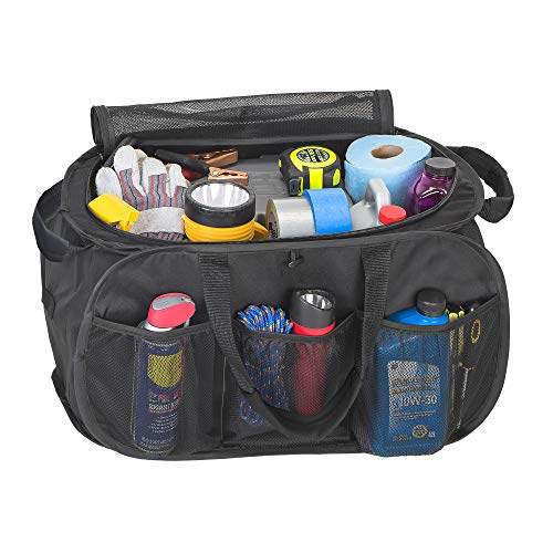 Smart Design Pop Up Trunk Organizer w/ Easy Carry Handles, Side Pockets, & Zipper Top - 23 Inch - Durable Fabric Collapsible Design - Home Organization (Holds 50 lbs.) [Black]