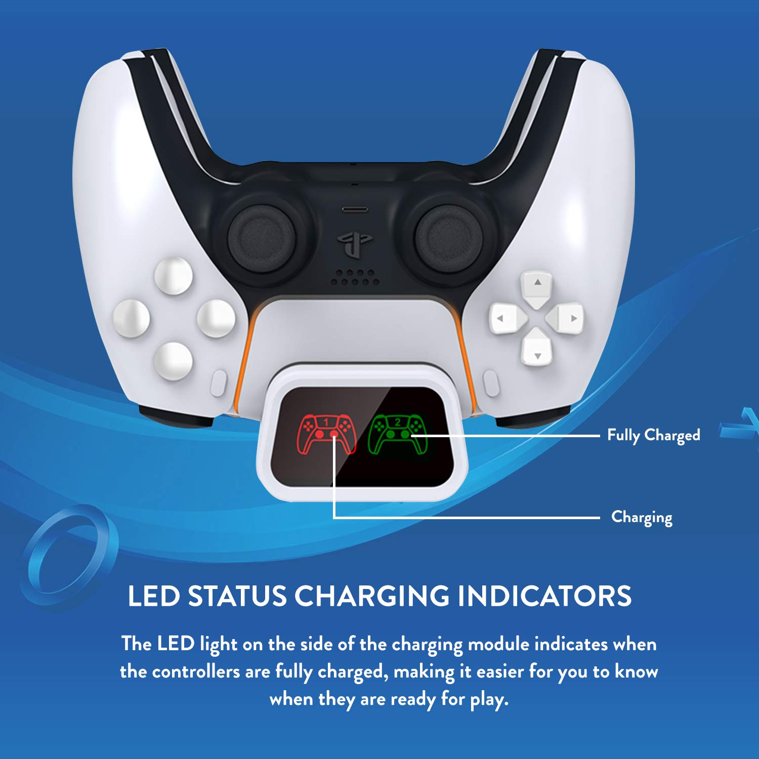 Numskull Sony Playstation 5 DualSense Controller Charging Station (Twin Slot), Compatible with Official PS5 Controllers