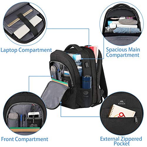 MATEIN Travel Backpack for Men, Expandable Laptop Backpack with USB Charging Port, Carry on Backpack for Women, 52L TSA Travel Laptop Backpack with Shoes Compartment Fits 17 inch Computer