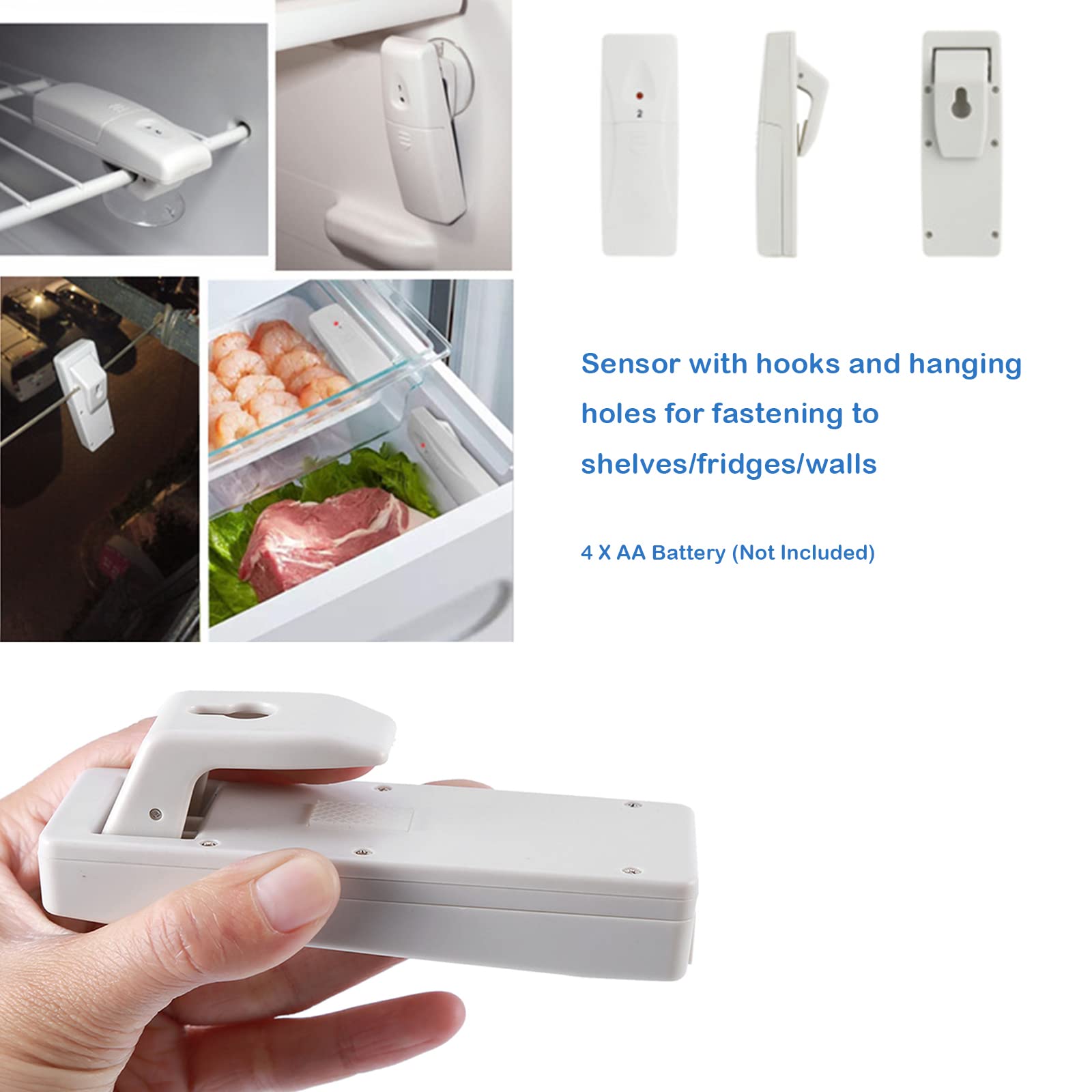 Refrigerator Thermometer, Wireless Digital Fridge Freezer Thermometer with Audible Alarm, Max/Min Temperature Display and 2 Sensors for Home Restaurants Kitchen