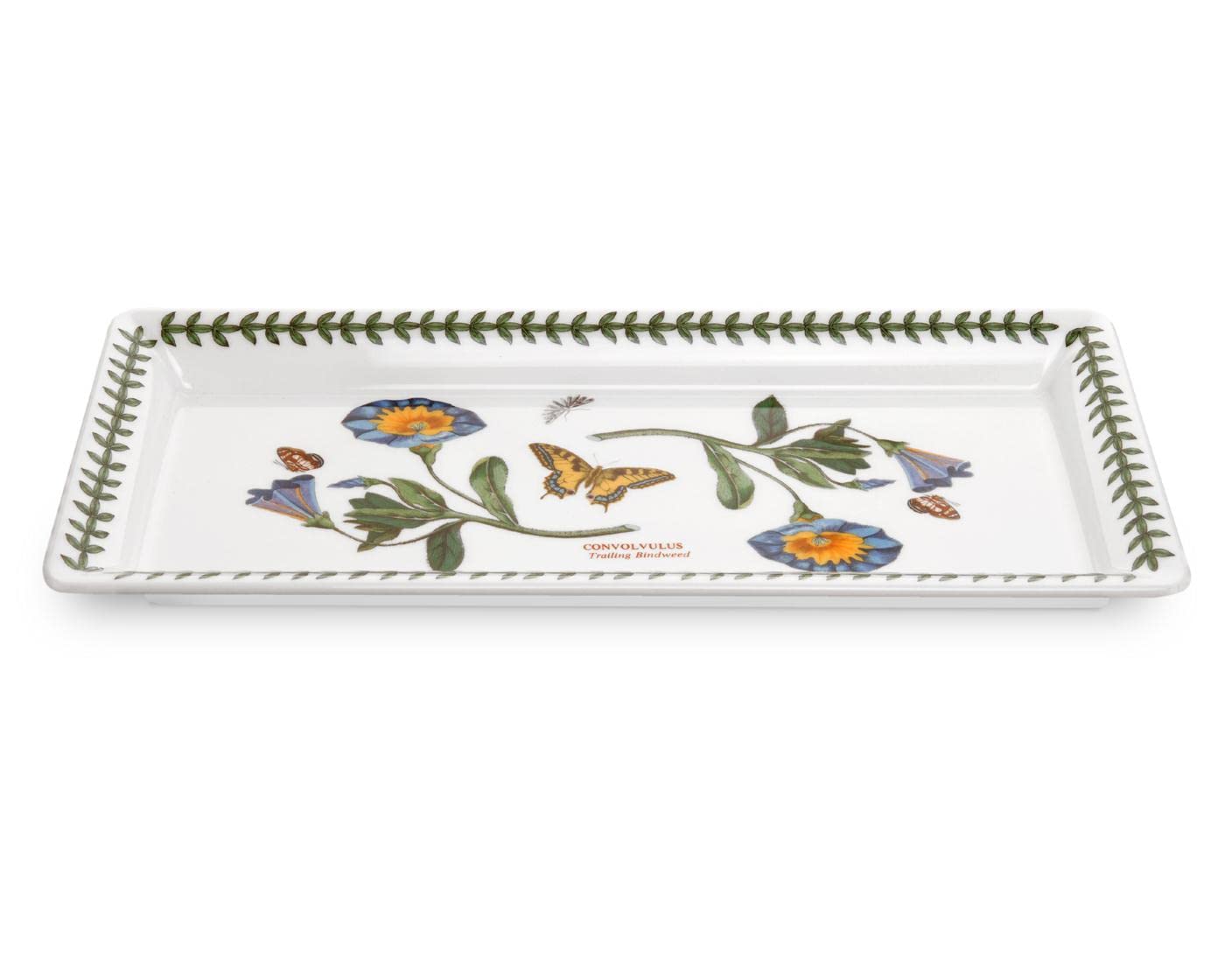 Portmeirion Botanic Garden Sandwich Tray | 11.75 Inch Serving Tray with Convolvulus Motif | Made from Porcelain | Microwave, Dishwasher, and Freezer Safe