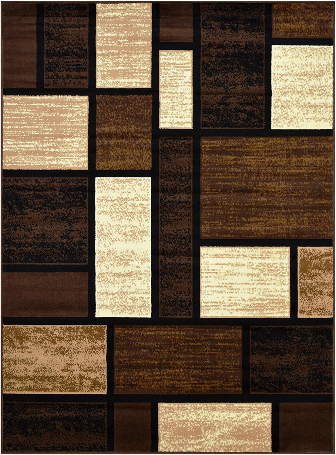 Modern Brown Contemporary Geometric Design Area Rug, Perfect Hardwood, Tile, or Carpet Cover, Ideal for Bedroom, Kitchen, Living Room, Entryway, or Office (2β X 7β)