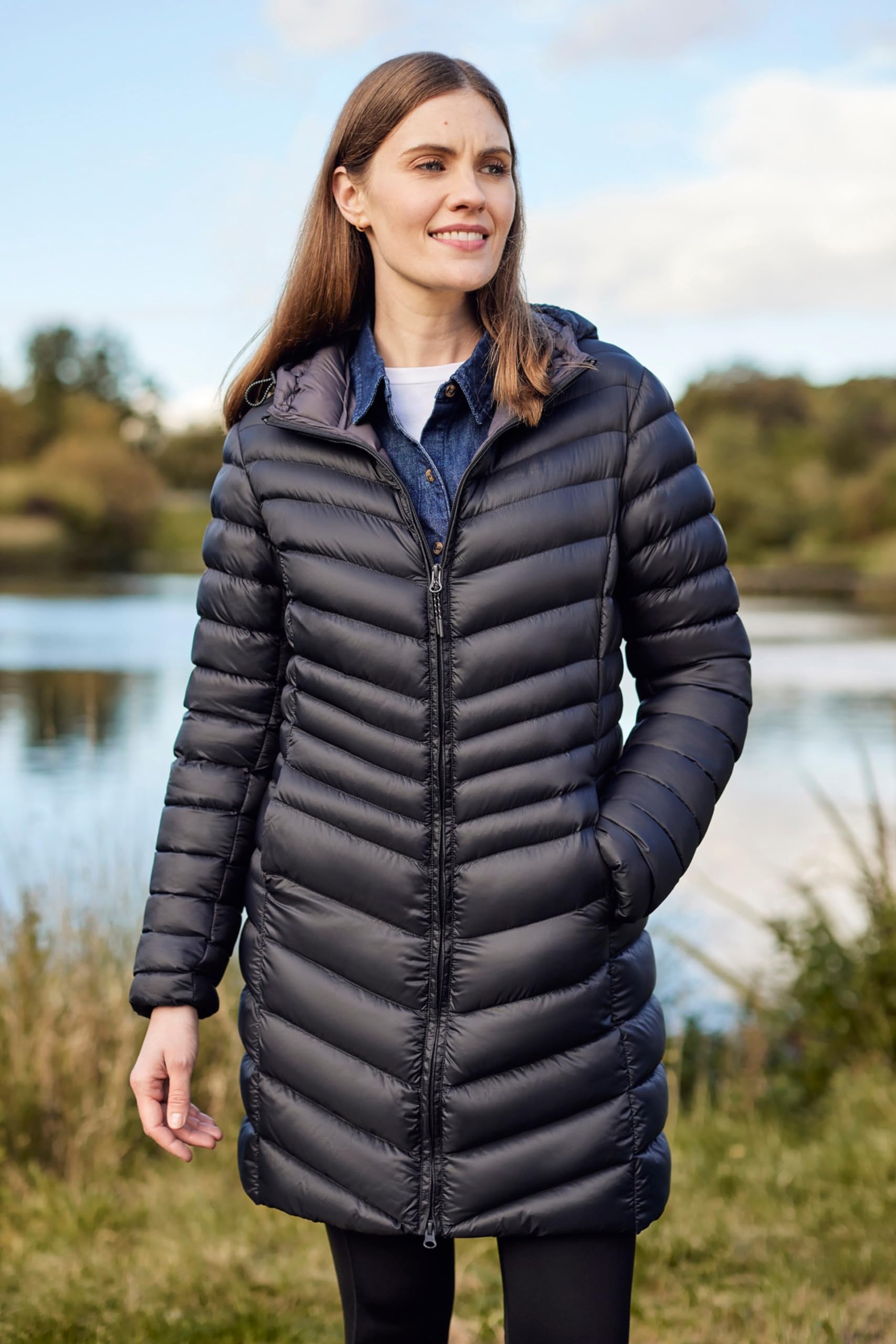 Mountain Warehouse Florence Womens Long Jacket - Padded Winter Coat Jet Black 10