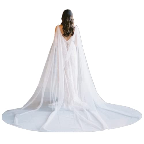 Sparkling Bridal Shawl Glitter Capes Veil for Weding Dress Robe Cape Shawls Wings Veil Bling Bling Champagne Veil (Ivory)