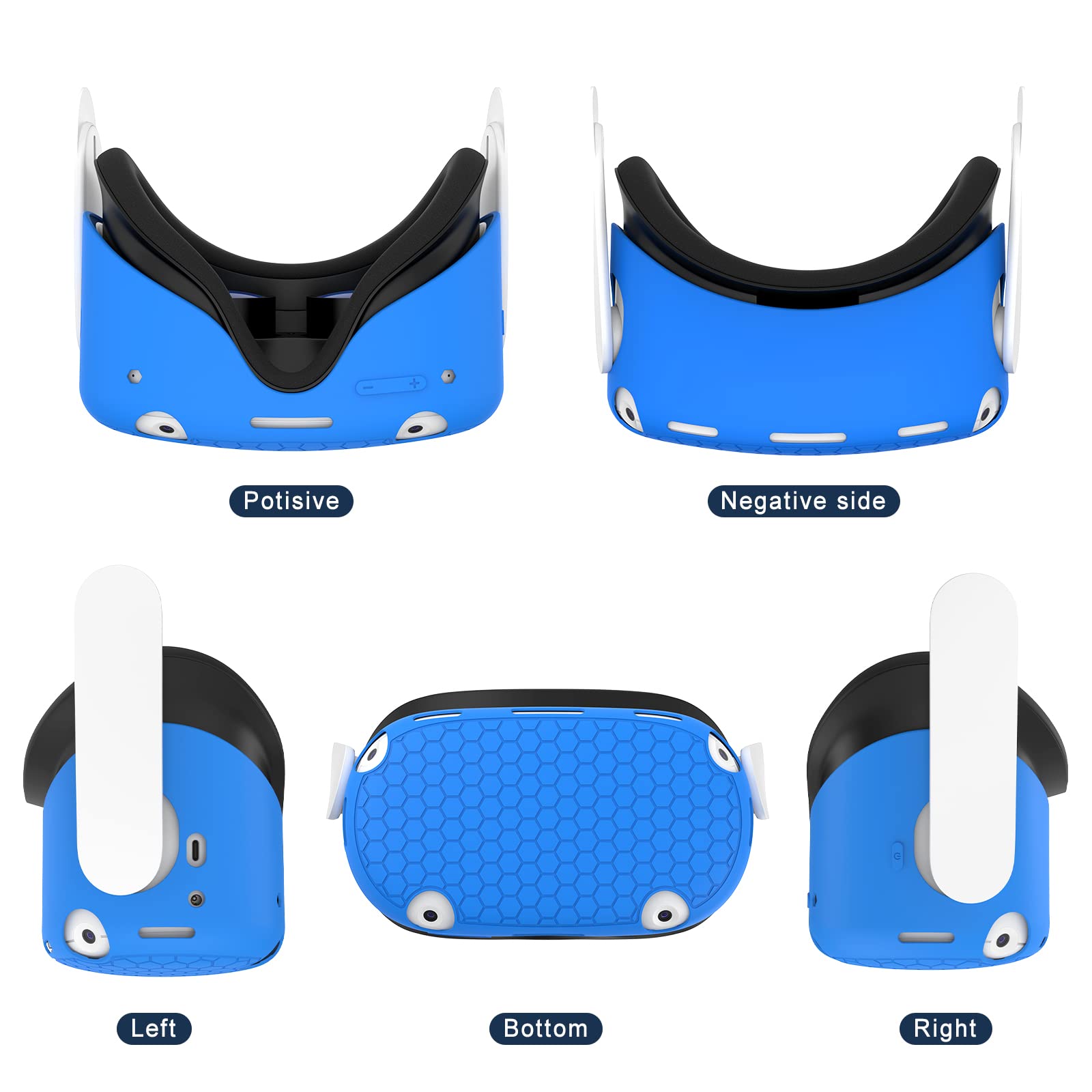 TATAVR VR Headset Protective Cover, Silicone VR Shell Front Face Protector Cover for Quest 2 Anti Scratch Anti Dust Anti Shock, Soft and Washable (Blue)