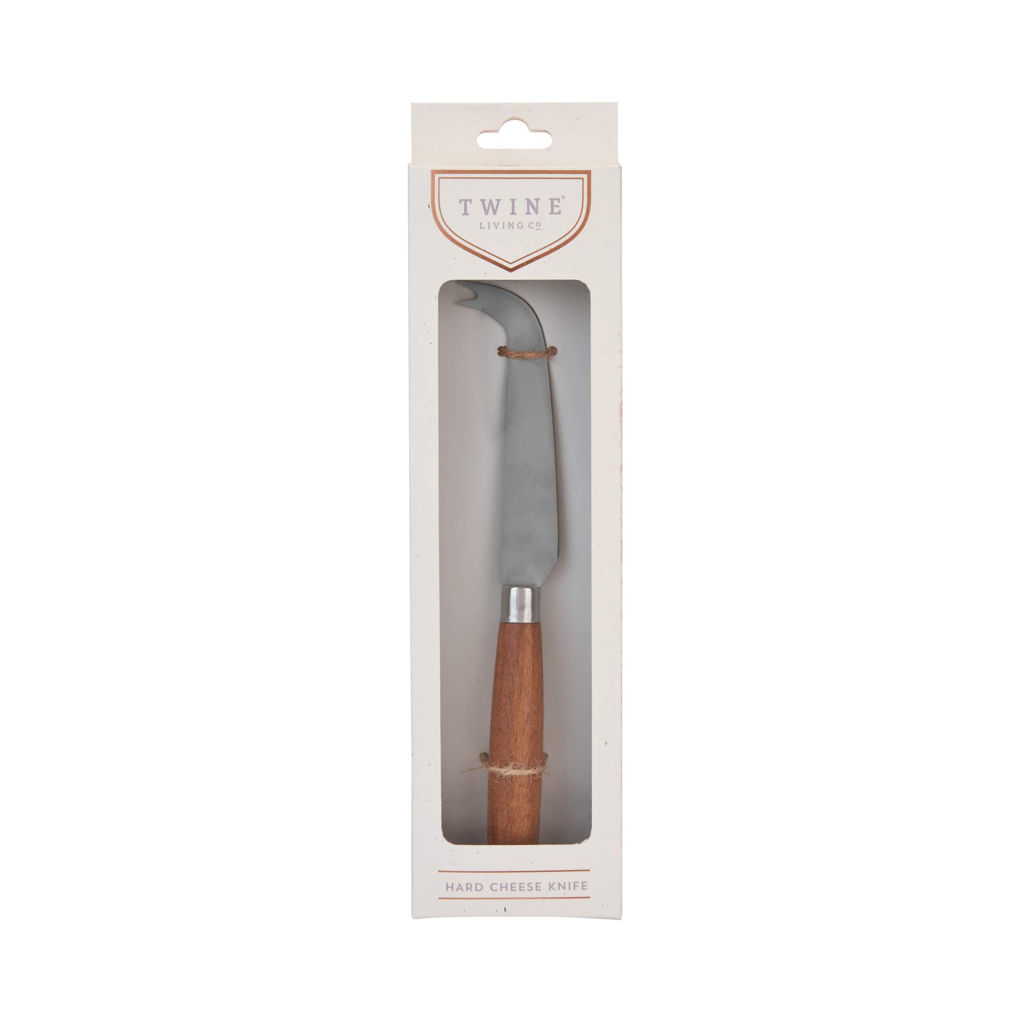 Twine Rustic Farmhouse Hard Cheese Knife - Stainless Steel Multiuse Cheese Knife Slicer - Acacia Wood Handle, Charcuterie Accessories