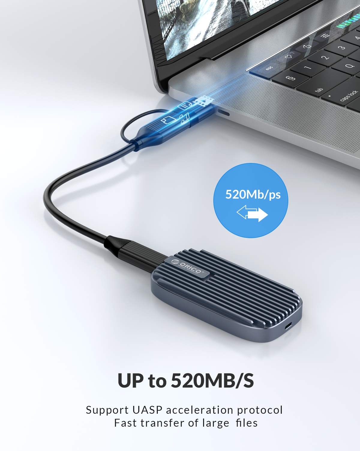ORICO Mini 480GB Portable SSD,USB 3.1 External Solid State Drive up to 520MB/s,Portable External SSD for PC/Laptop/Mac/Android/Xbox/PS4/Router-CN210