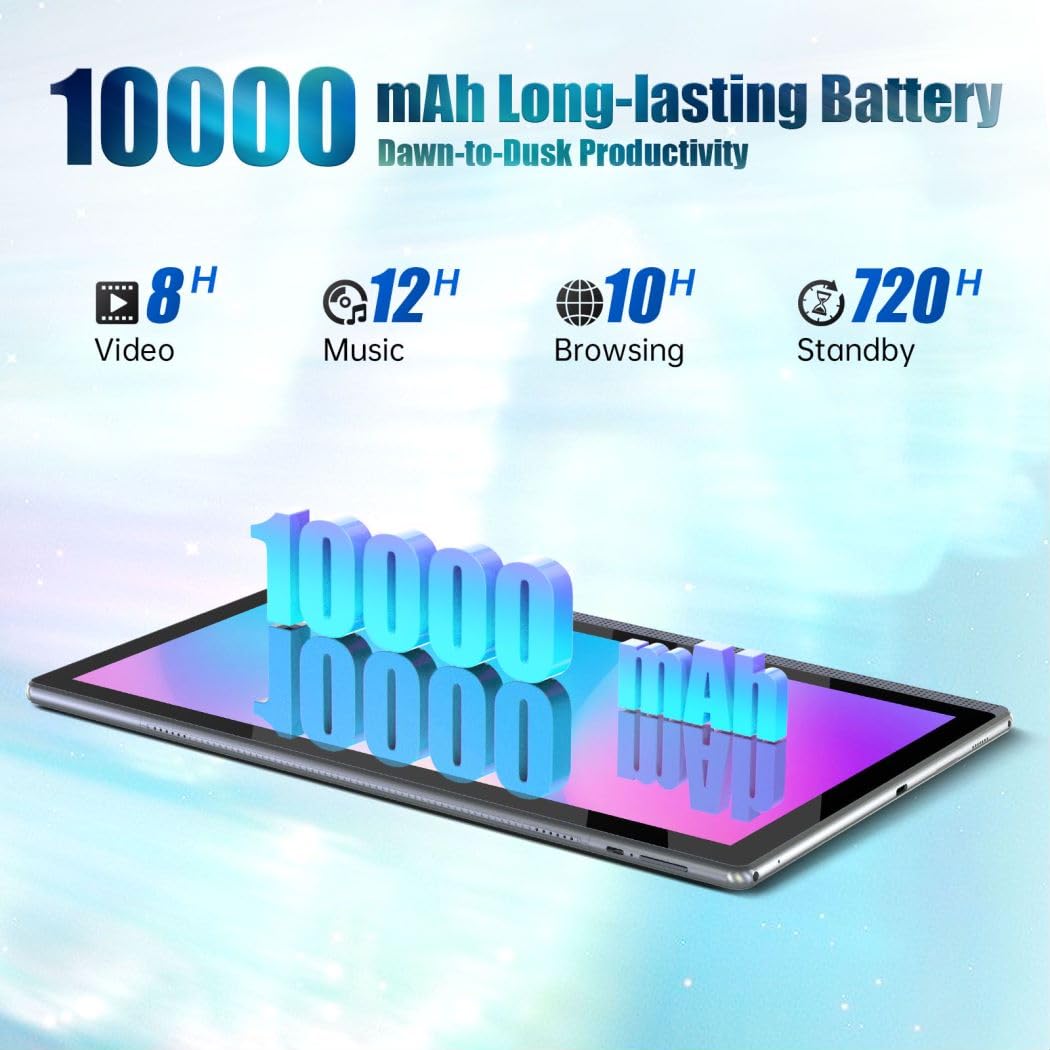 MESWAO 14.1 Inch Large Tablet PC, Android 12 Tablet with 1920 * 1080 IPS HD Display, Computer Tablets with Bluetooth 4.1 and GPS and 10000mAh Long Battery for Work/Study