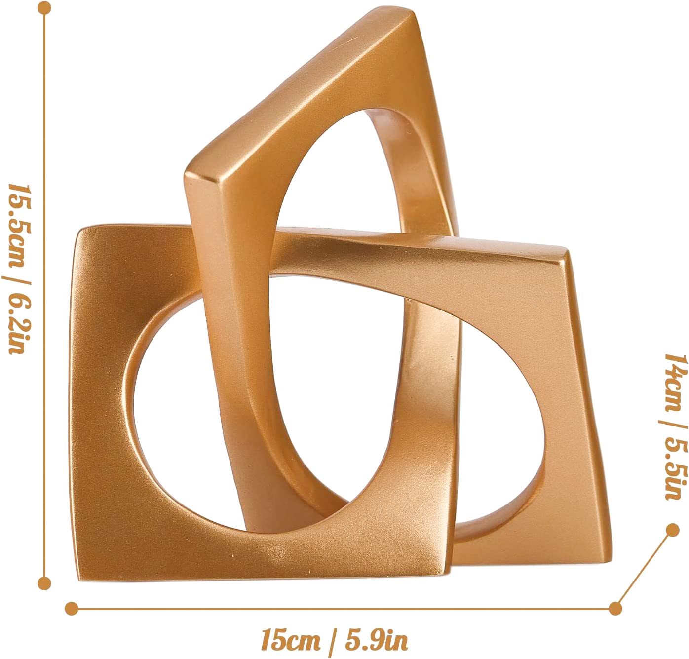 Modern Geometric Sculpture Gold Knot Statue Decor, Home Gold Bookcase Centerpiece jax Decorative, Geometric Tabletop Sculpture and Figurines, For Golden Home Decor Accent, Cube Decorative Ornaments