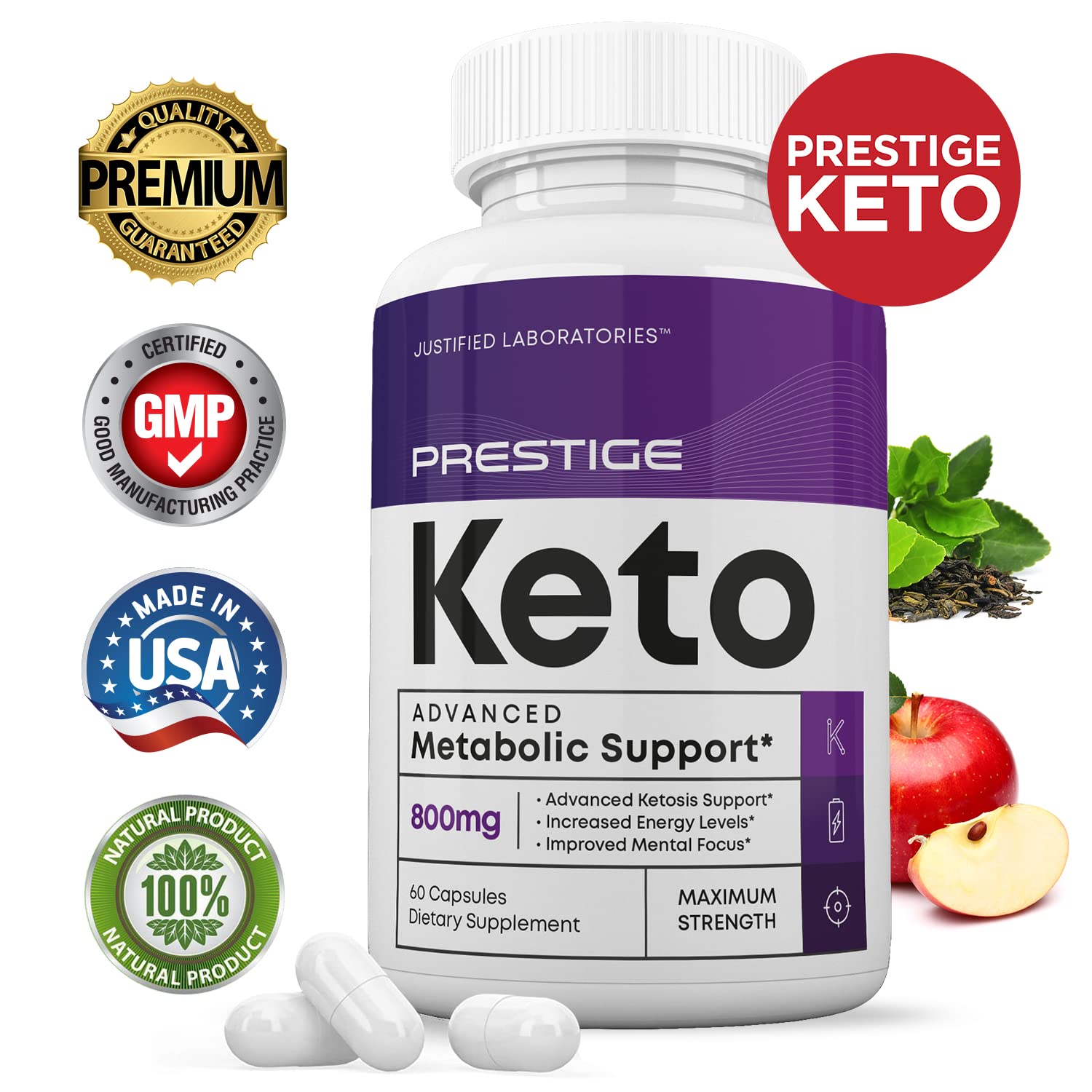 Prestige Keto Pills Includes Apple Cider Vinegar goBHB Exogenous Ketones Advanced Ketogenic Supplement Ketosis Support for Men Women 60 Capsules