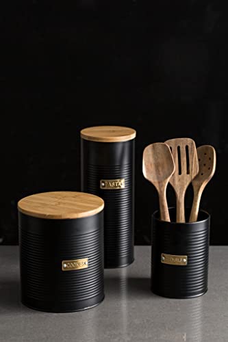 Typhoon Otto Black Pasta Storage Canister, Black/Gold