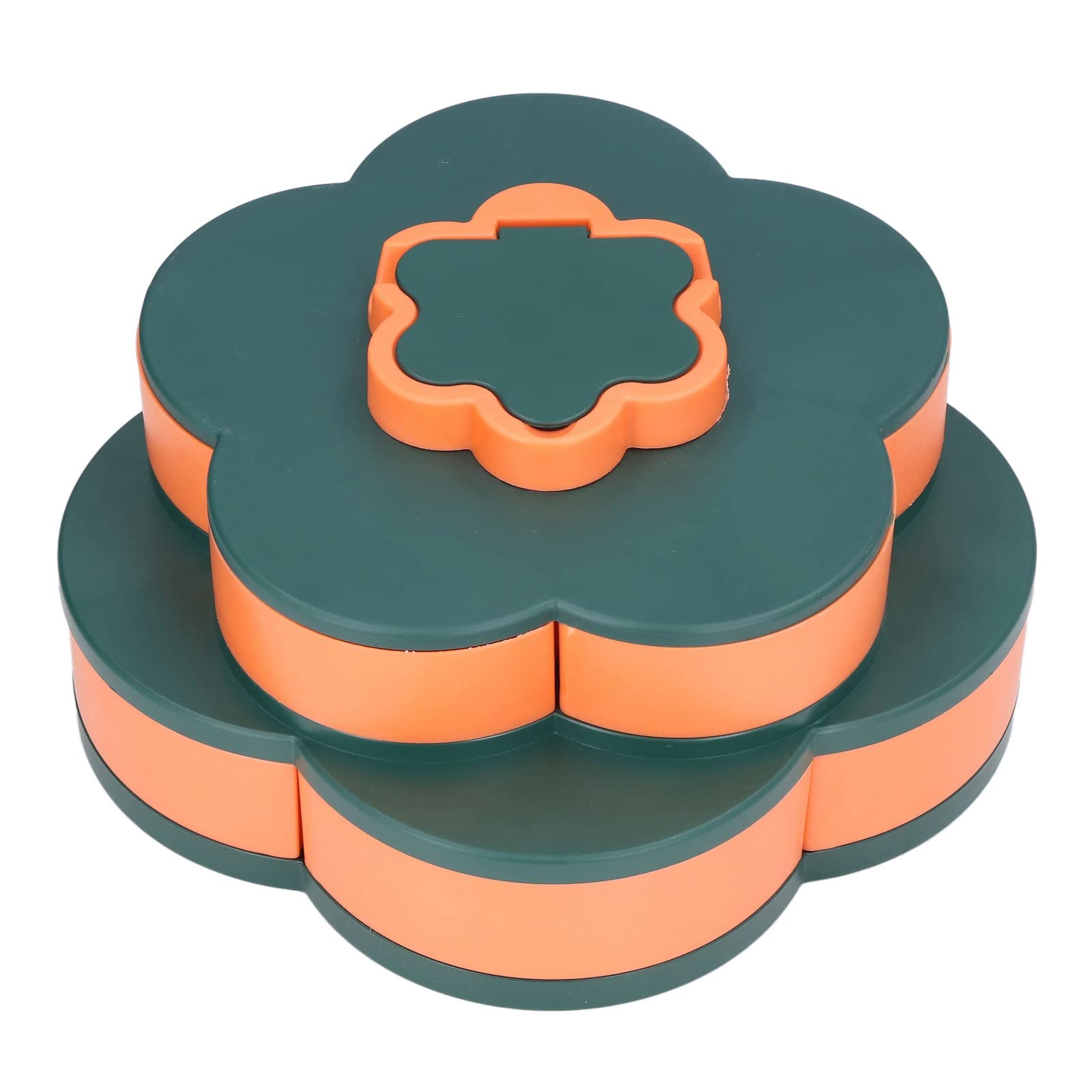 Snack Serving Tray Multifunction Large Capacity Flower Shape Nut Candy Serving Container for Home (Double Layer)