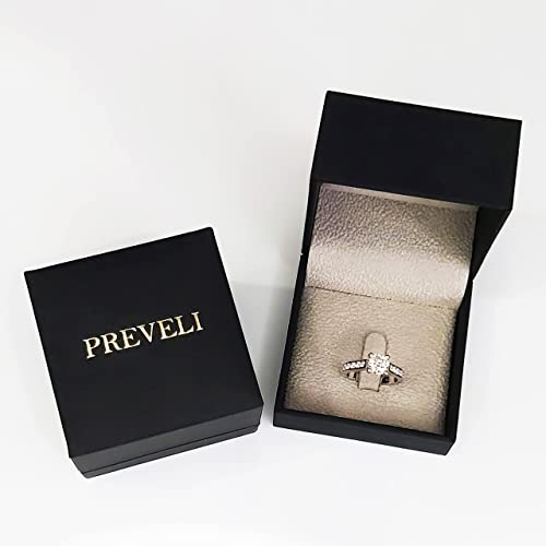 PREVELI 1.0ct-2.0ct Moissanite Channel-set ENGAGEMENT RING & WEDDING BAND BRIDAL SET in Platinum Plated Silver SIZE 8.5