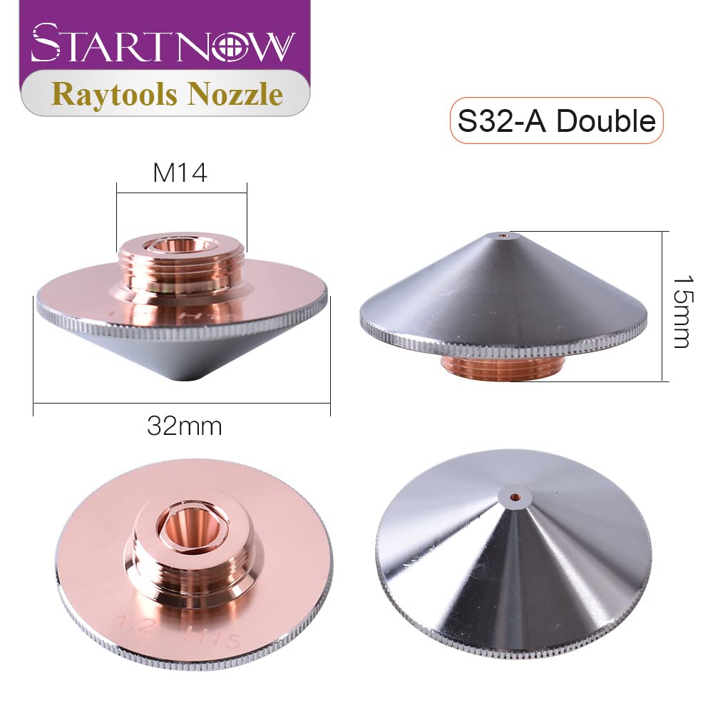 Startnow Original Raytools Fiber Laser Cutting Nozzle for BM109 BT210S Cutting Head D32mm Single Double Layer Laser Nozzles (S32-A Single Layer 1.5, 10 PCS)