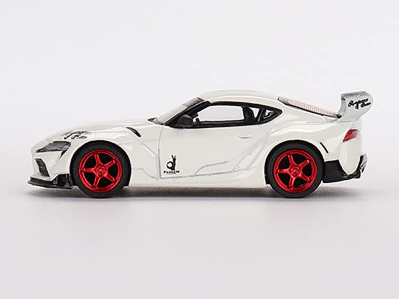 Pandem GR Supra V1.0 RHD Right Hand Drive Pearl White w/Graphics Ltd Ed to 2400 pcs Worldwide 1/64 Diecast Model Car by True Scale Miniatures MGT00424