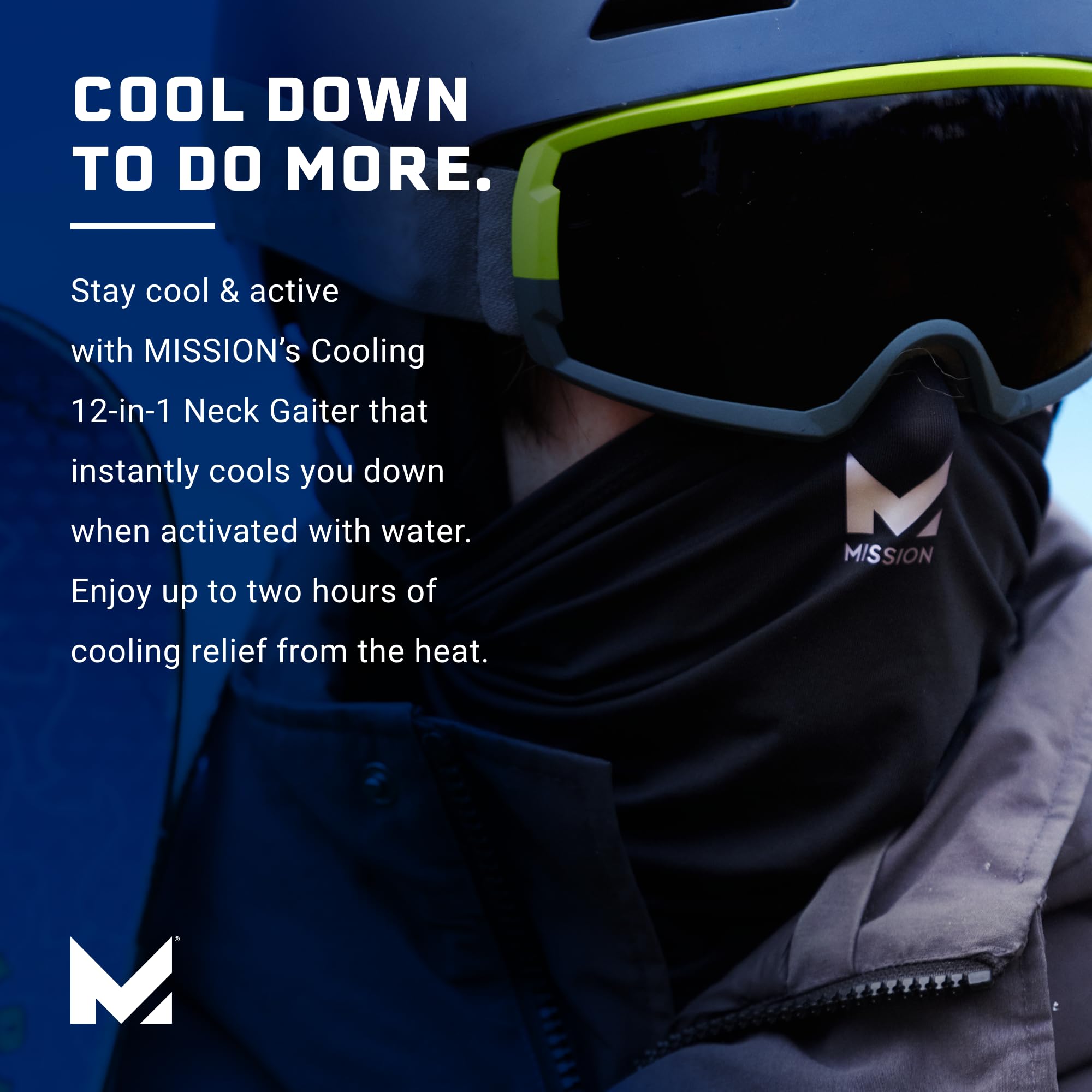 MISSION Cooling 12-in-1 Neck Gaiter, Charcoal - Lightweight & Durable - Cools Up to 2 Hours - UPF 50 Sun Protection - Machine Washable