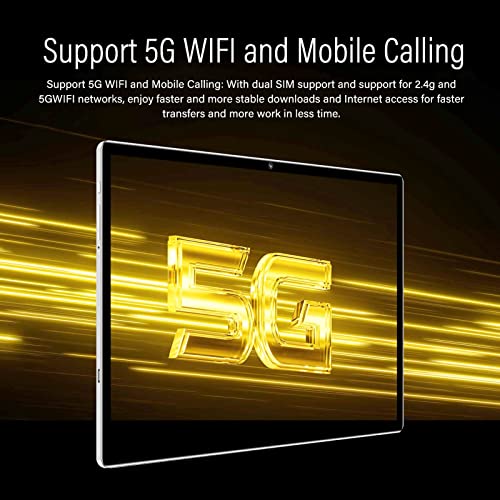 Pomya 10.1 Inch Tablet, 2.4G 5G WiFi Dual Band Calling Tablet for 11, 1960x1080 IPS HD Tablet, 8 Core CPU Dual Cameras PC Tablet for Movie, Game, Video