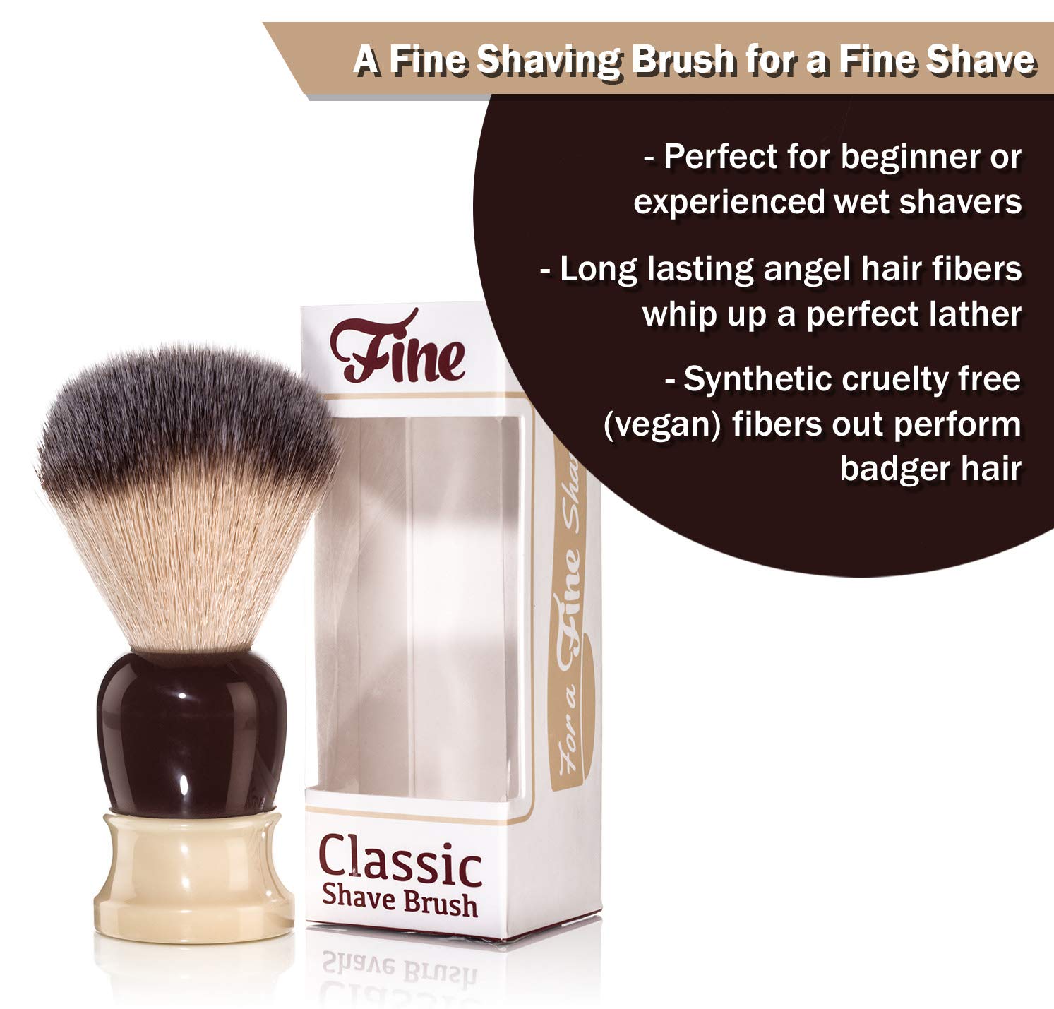 Mr Fine"Better Than Badger" Classic Shaving Brushes - Synthetic Angel Hair Shave Brush For Men - The Wet Shaver's Favorite - Crimson Ivory