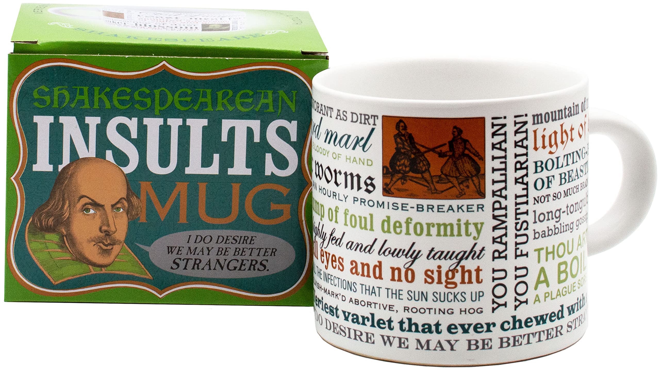 Shakespearean Insults Coffee Mug - Shakespeare's Wittiest and Meanest Insults - Comes in a Fun Gift Box