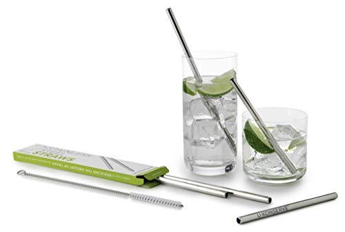 U-Konserve Stainless Steel Straws 8.5" (Set of 2) - Metal Straws - Reusable Drinking Straws - Dishwasher Safe - Eco Friendly, Plastic Free and BPA Free