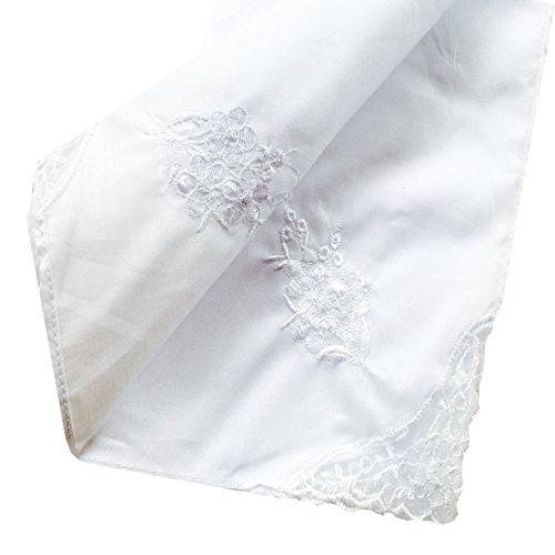 Mix Lot Womens Embroidery Floral Cotton Handkerchiefs Lace Border Wedding Hankies