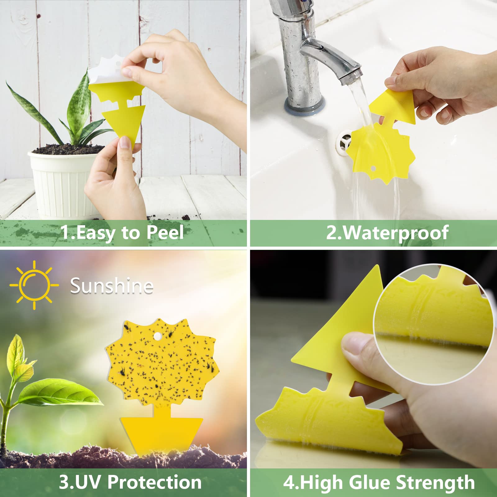 XNFUD 24 Pcs Sticky Traps for Fruit Fly,Whitefly,Fungus Gnat,Mosquito and Bug,Yellow Sticky Insect Catcher Traps for Indoor/Outdoor,Insert/Hang,Extremely Sticky Fly Trap,Non-Toxic,Odorless,2 Shapes…