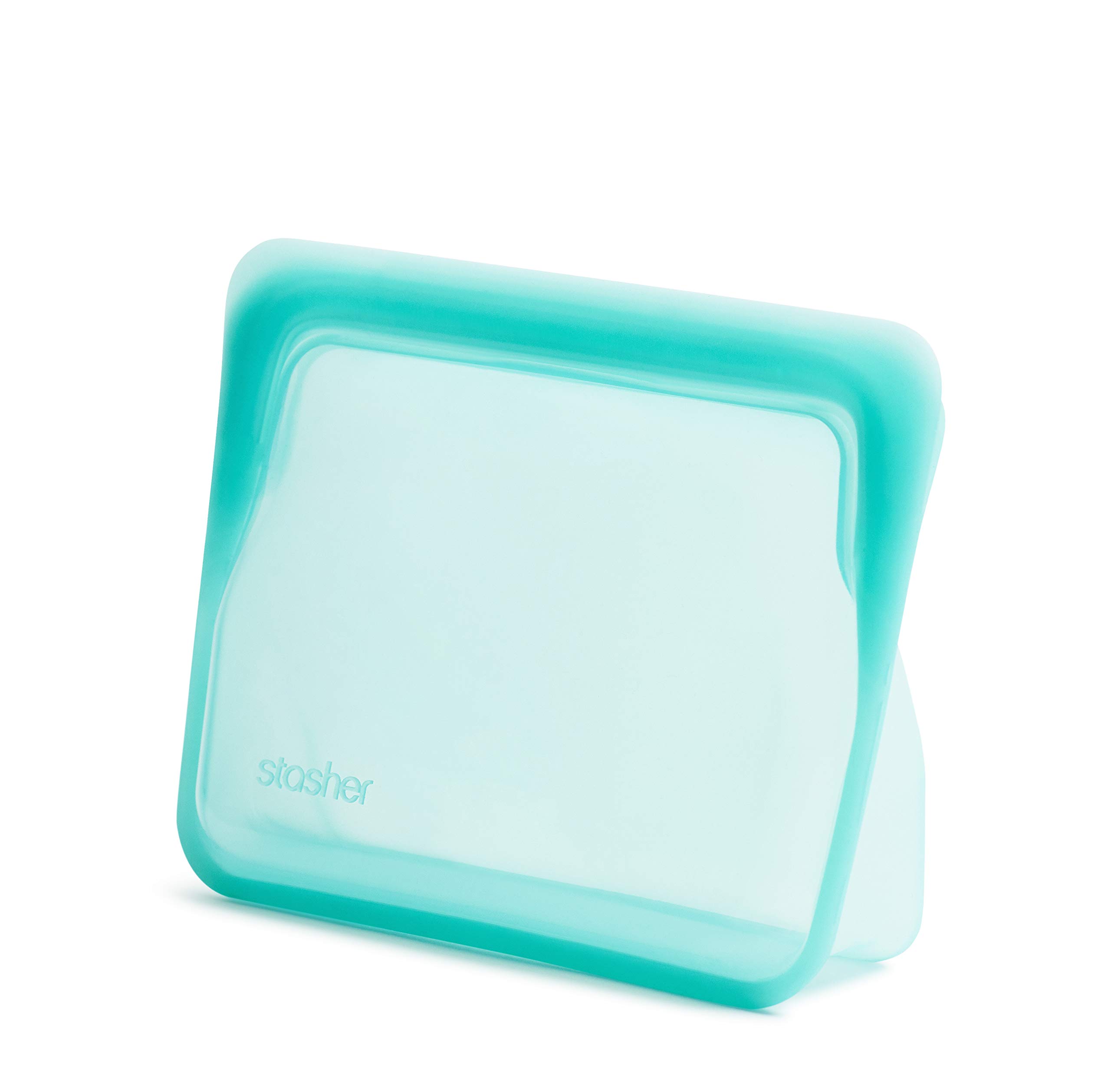 Stasher Reusable Silicone Storage Bags, Food Storage Containers, Microwave and Dishwasher Safe, Leak-free (Mini, Aqua) and (Sandwich, Aqua)