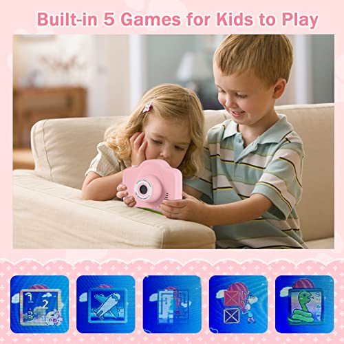 mewmewcat Digital Camera for Mini Cartoon Digital Camera 1080P Digital Video Camera for Dual Lens 2.0 Inch IPS Screen 4X Zoom Built-in Battery Cute Photo Frames Interesting Games wi