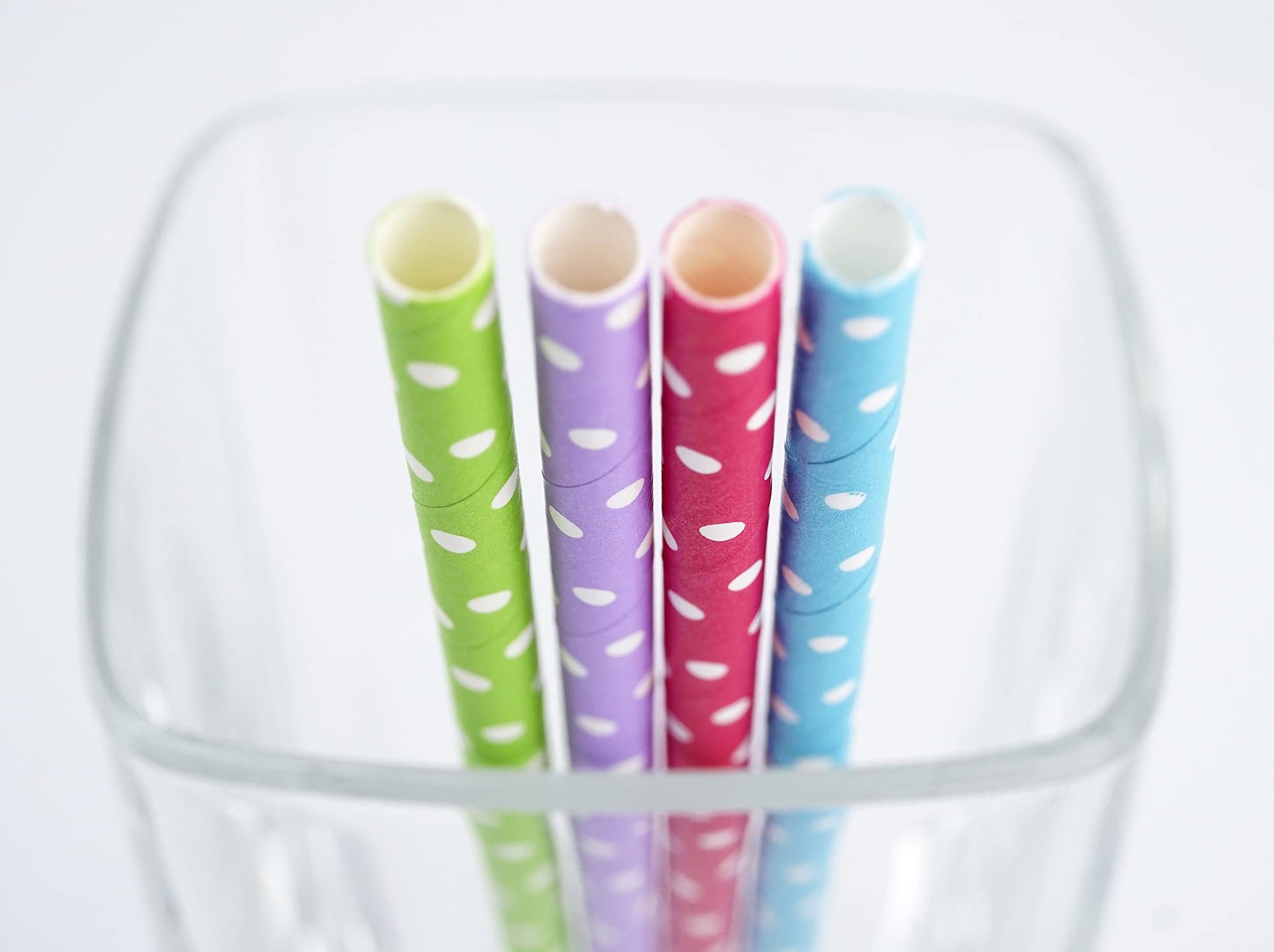 RSVP International (PS-1000D) Dotted Paper Straws, 100 Count | Each Straw 7.34" Long | Lovely Design & Biodegradable | For Hot & Cold Beverages | For Parties, Events & More
