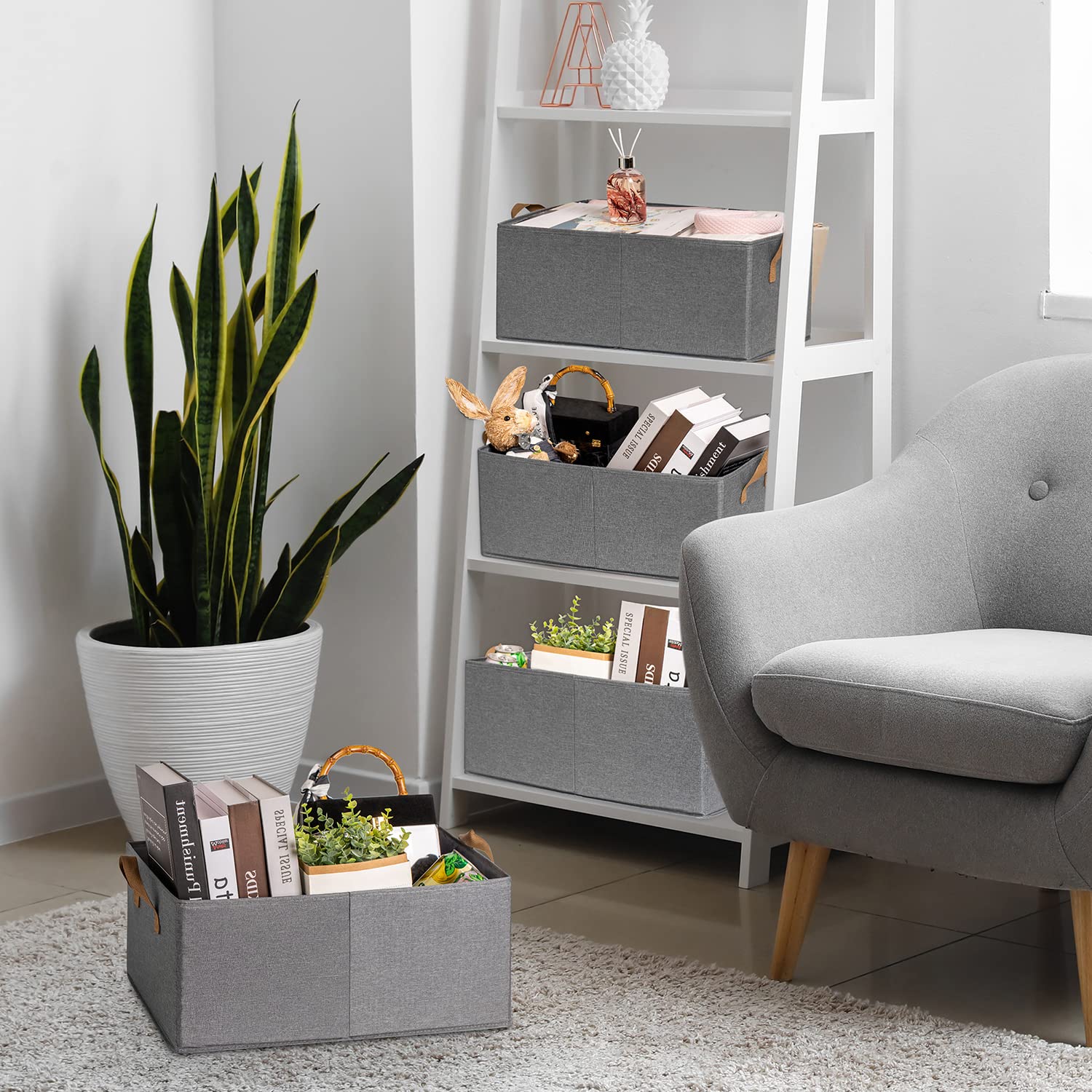 ORALSO Storage Baskets for Shelves with Handles, 18x11in Large Folding Fabric Storage Bin Closet Storage Containers Boxes, Clothing Storage Bins for Shelf Organizer